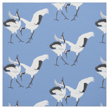 Dancing Cranes Fabric | Zazzle