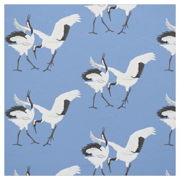 Dancing Cranes Fabric | Zazzle