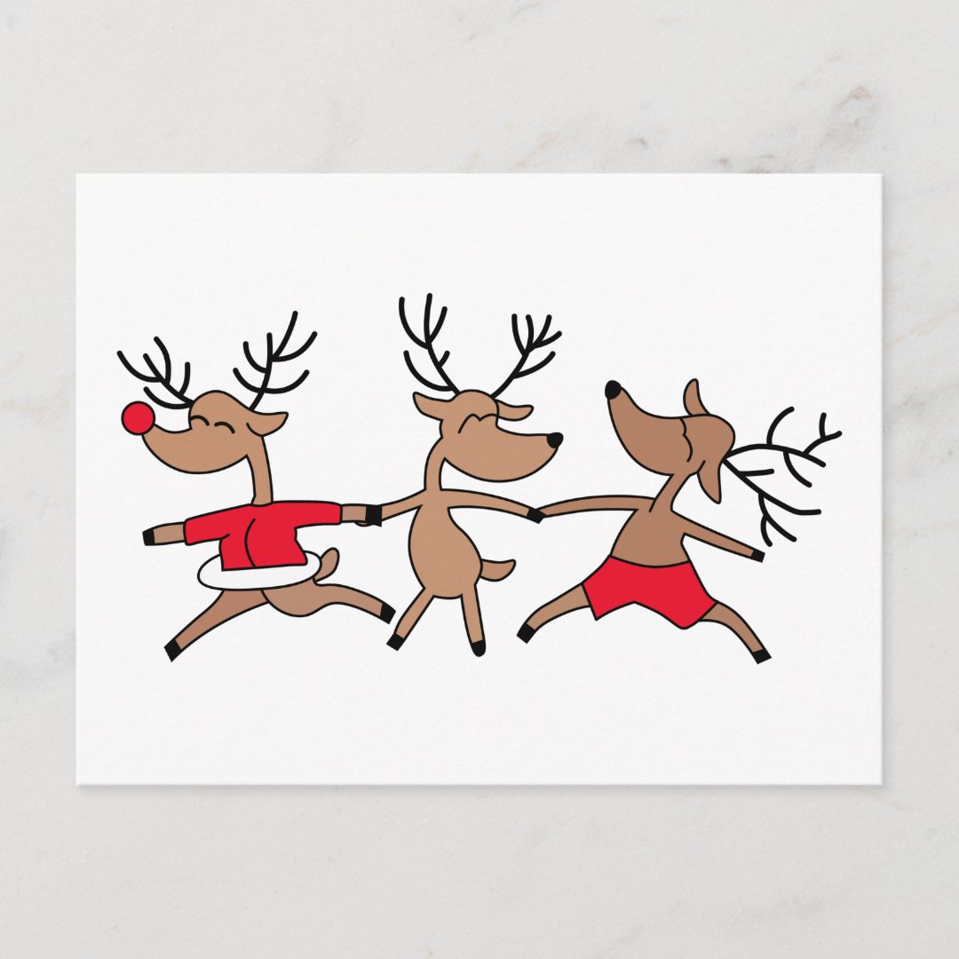 Dancing Reindeer Postcard | Zazzle