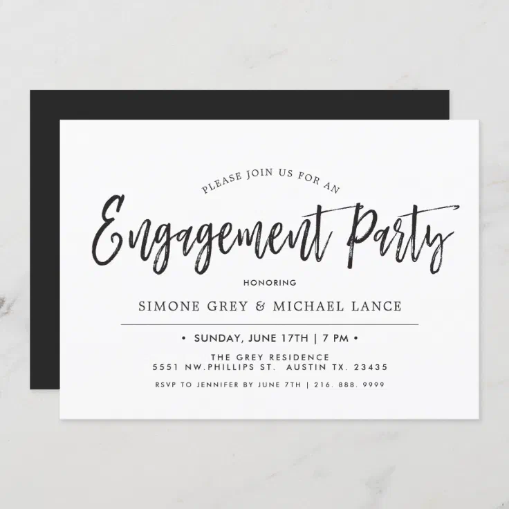 Dancing Script | Minimal Style Engagement Party Invitation | Zazzle