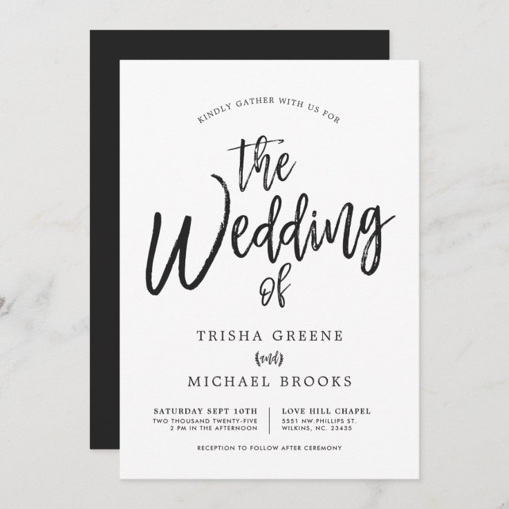 Dancing Script Minimalist Wedding Invitation | Zazzle