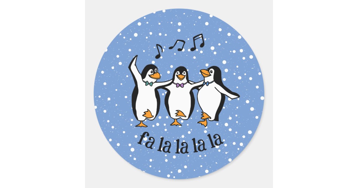 Dancing Singing Penguins Design Classic Round Sticker | Zazzle