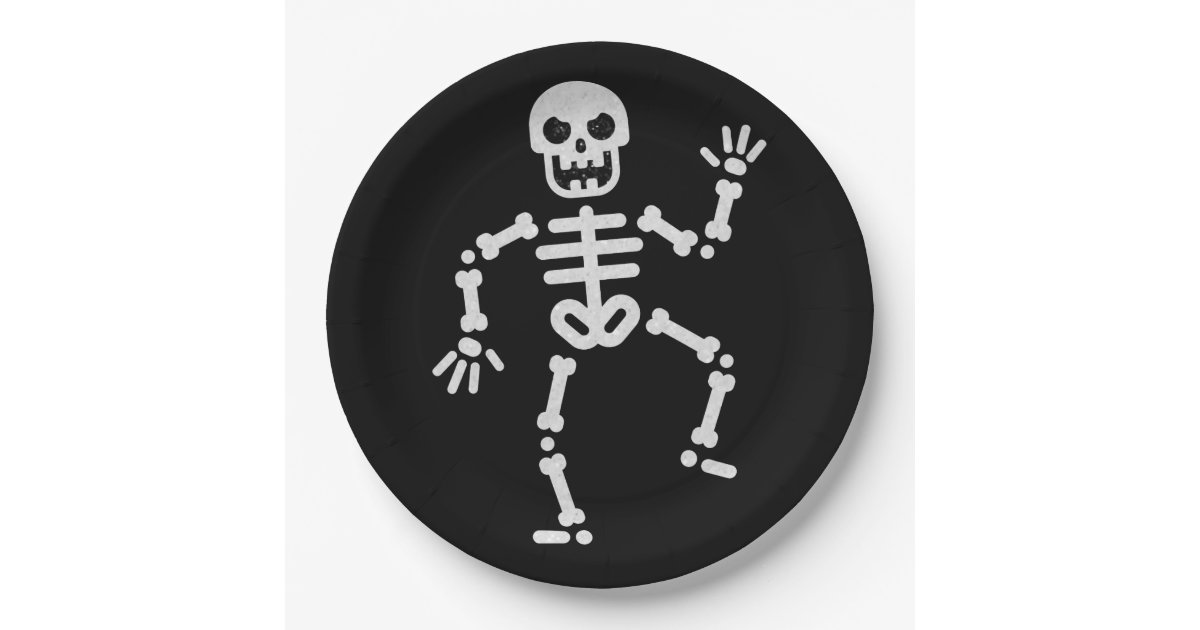 Dancing Skeleton Glitter Halloween Paper Plates | Zazzle