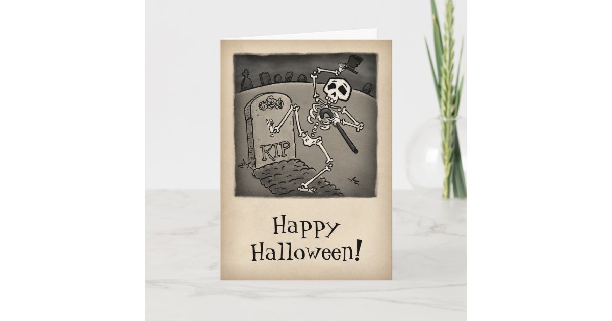 Dancing Skeleton | Halloween Card | Zazzle
