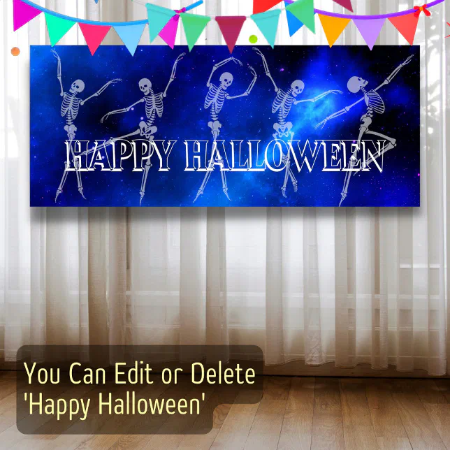 Dancing skeleton Halloween Party Dance Party chic Banner | Zazzle