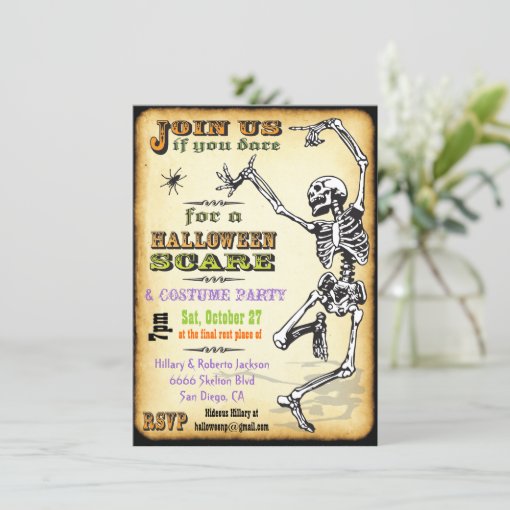 Dancing Skeleton Halloween Party Invitations | Zazzle