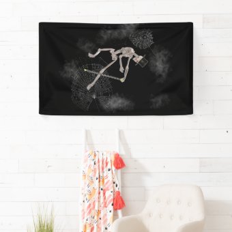 Dancing Skeleton in Top Hat Halloween Banner | Zazzle
