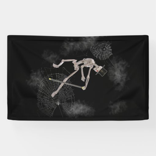 Dancing Skeleton in Top Hat Halloween Banner | Zazzle