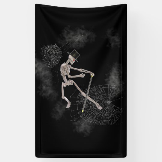 Dancing Skeleton in Top Hat Halloween Banner | Zazzle.com