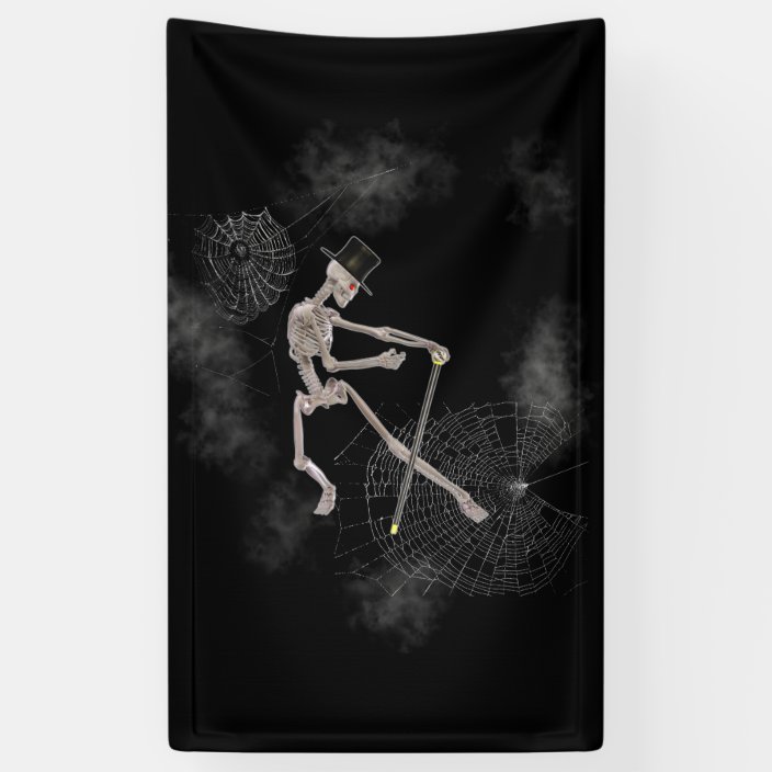 Dancing Skeleton in Top Hat Halloween Banner | Zazzle.com