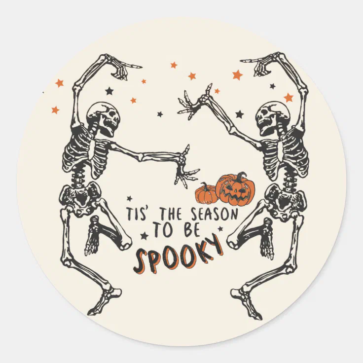 Dancing Skeletons Halloween Classic Round Sticker | Zazzle