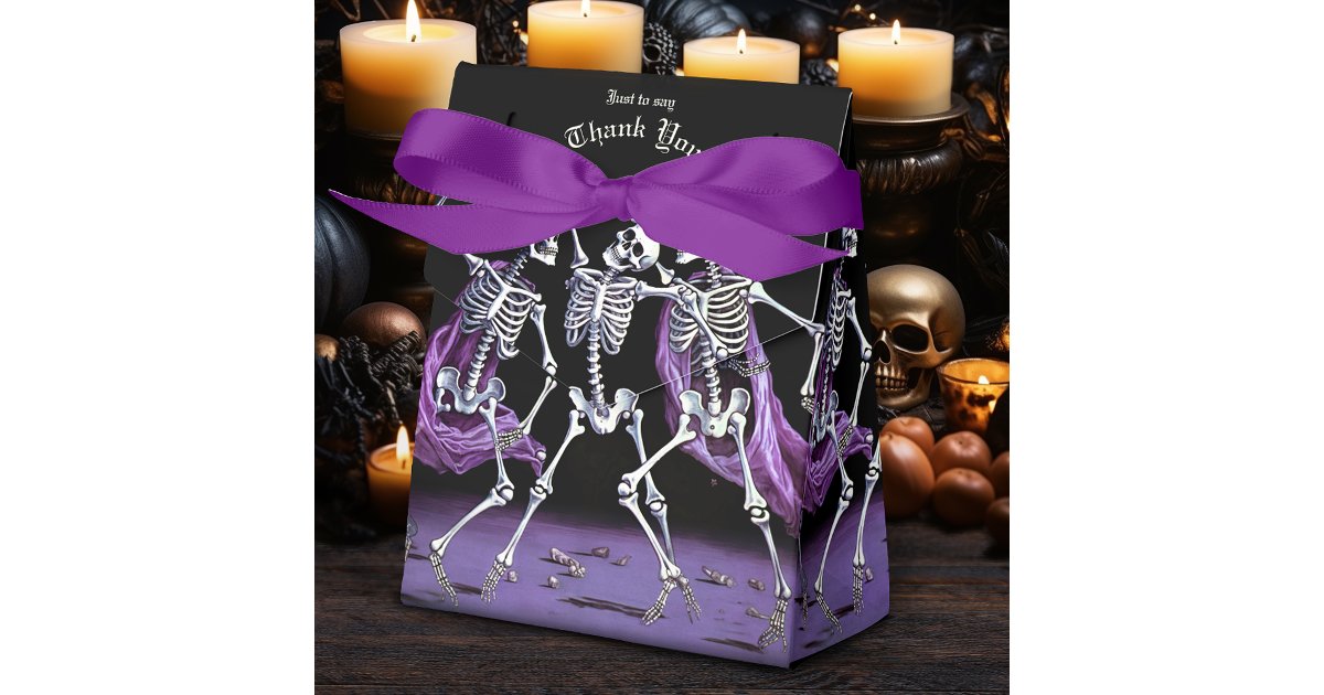 Dancing Skeletons Purple Gothic Wedding Favor Boxes | Zazzle