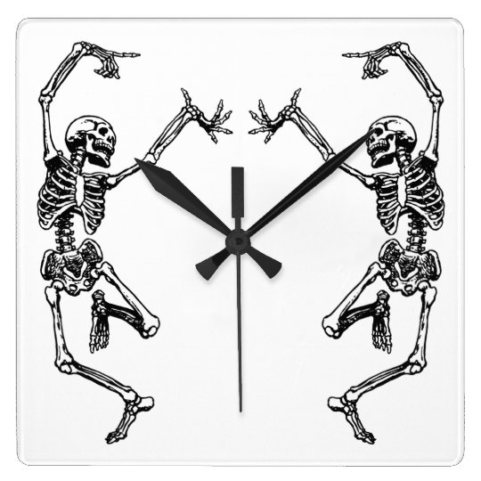 Dancing Skeletons v2 Square Wall Clock | Zazzle.com