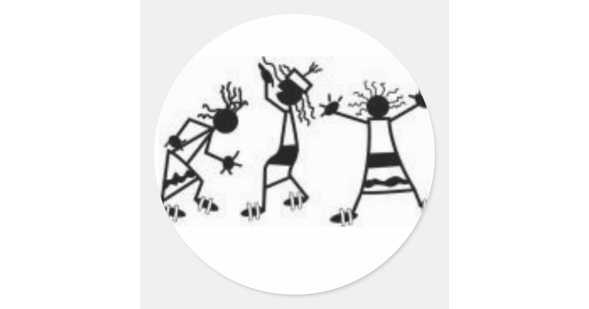 dancing stick figures classic round sticker | Zazzle
