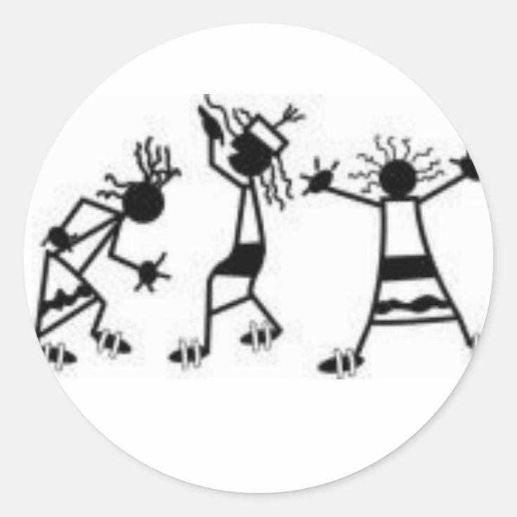 dancing stick figures classic round sticker | Zazzle