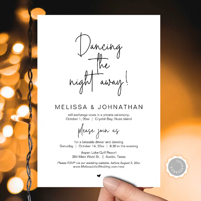 Dancing the night away, Wedding Elopement Party Invitation | Zazzle