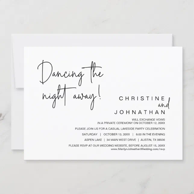 Dancing The Night Away, Wedding Elopement Party Invitation | Zazzle