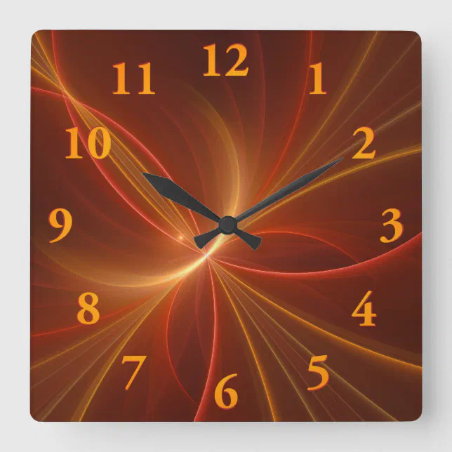 Dancing With The Light Modern Abstract Fractal Art Square Wall Clock ...