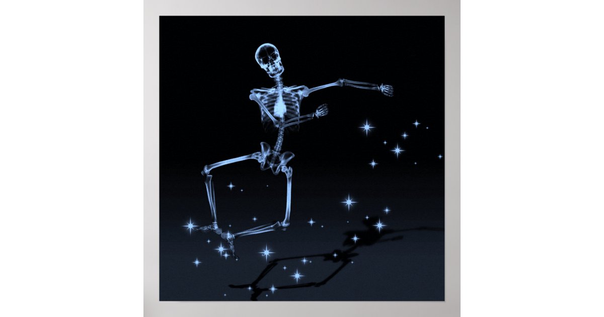 Dancing X-Ray Skeleton - Blue Poster | Zazzle