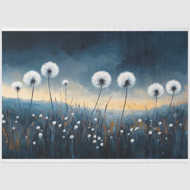 Dandelion Fluff Dramatic Painting Decoupage Tissue Paper | Zazzle
