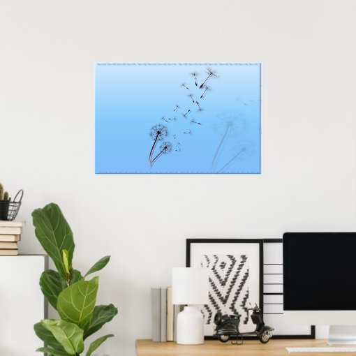 Dandelion on Baby Blue Posters | Zazzle