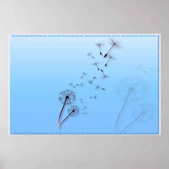 Dandelion on Baby Blue Posters | Zazzle