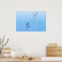 Dandelion on Baby Blue Posters | Zazzle