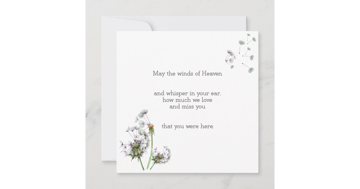 Dandelion Remembrance Note Card | Zazzle