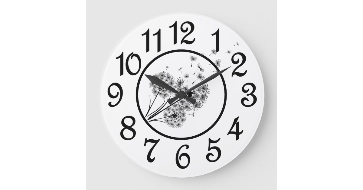 Dandelion Wishes Large Clock | Zazzle