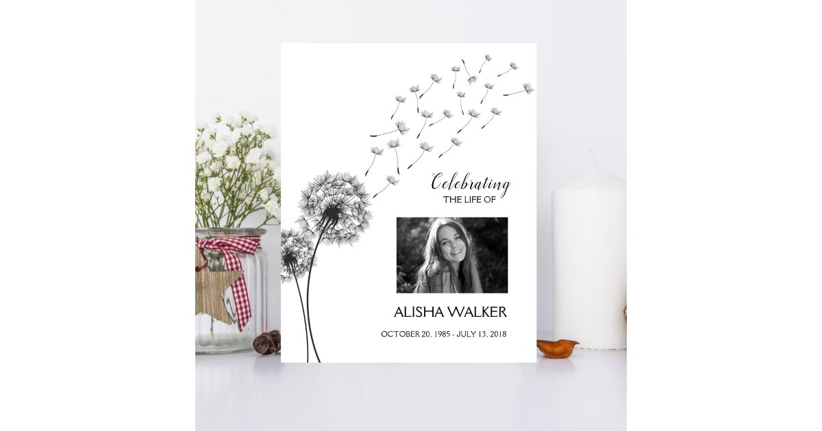 Dandelions Memorial Funeral Photo Welcome Sign | Zazzle