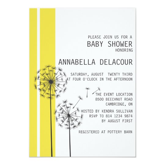 Dandelions Retro Yellow Baby Shower Invitation | Zazzle.com