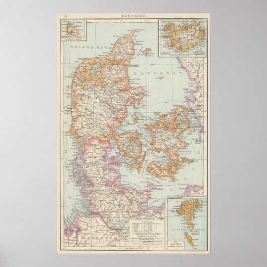Danemark - Denmark Map Poster | Zazzle.com