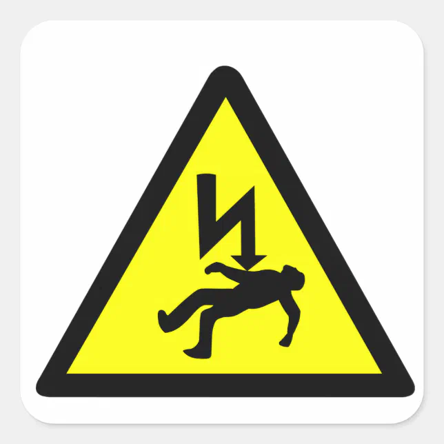 Danger of Electric Shock Symbol Square Sticker | Zazzle