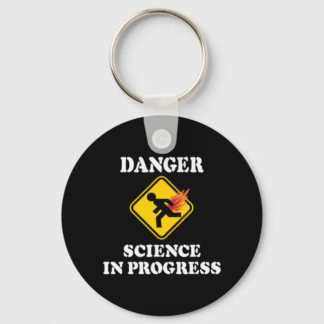 Danger Science in Progress - Flaming Fart Humor Keychain | Zazzle