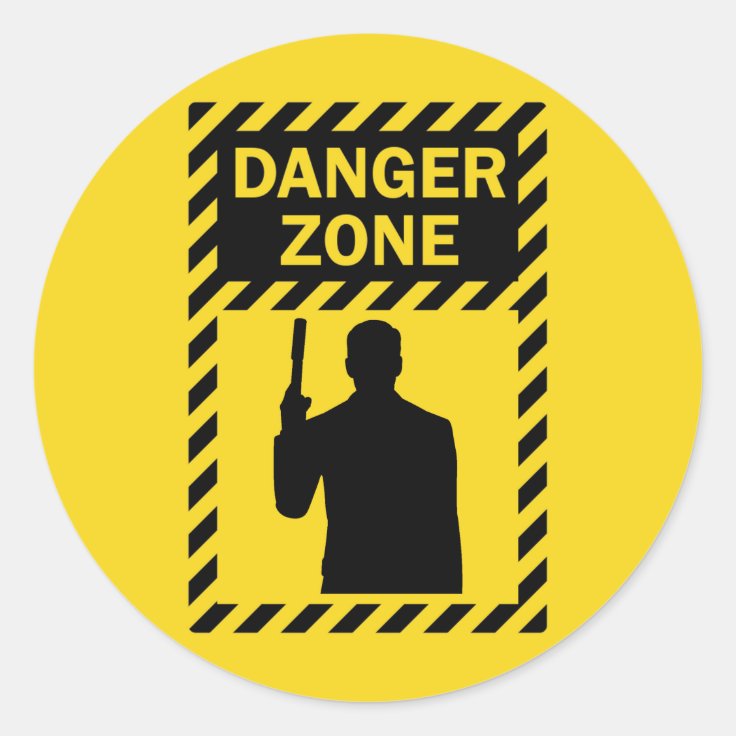 DANGER ZONE! - Sign and Silhouette Classic Round Sticker | Zazzle