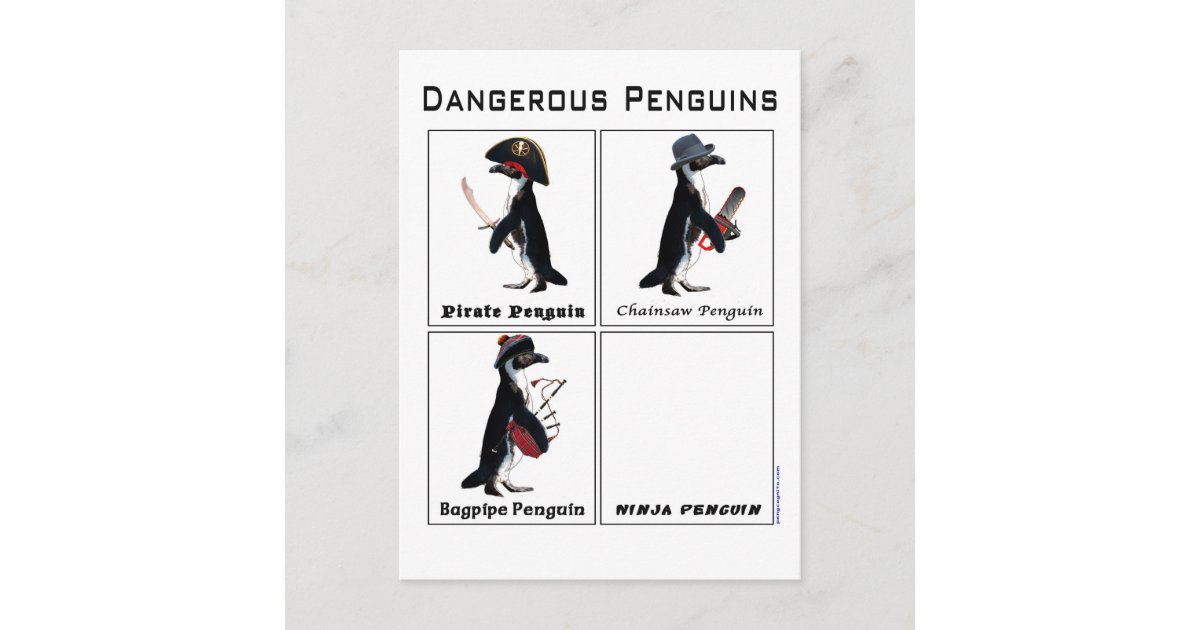 dangerous penguins postcard | Zazzle