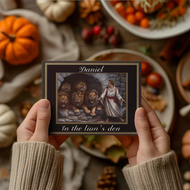 Daniel standing in the lions den stone-walled postcard | Zazzle