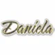 Daniela black gold lettering Sticker | Zazzle