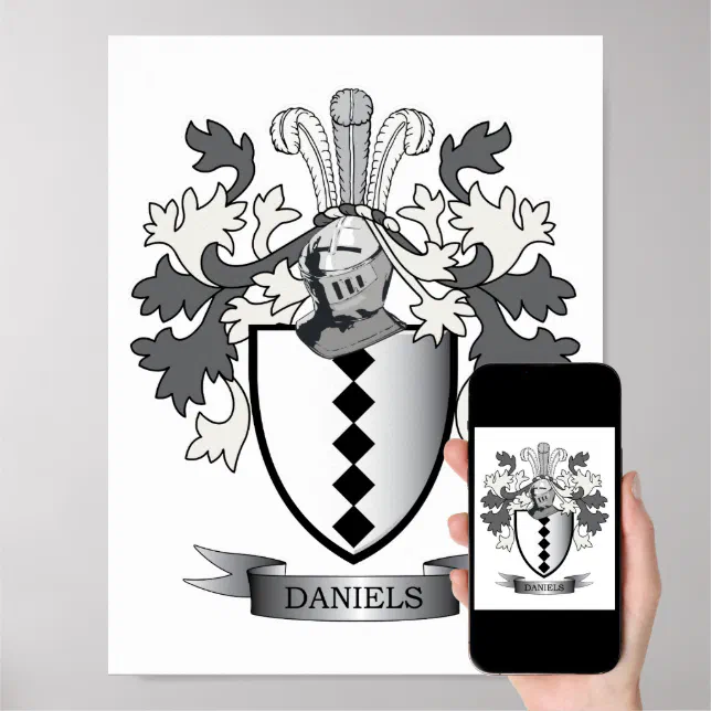 Daniels Family Crest Coat of Arms Poster | Zazzle