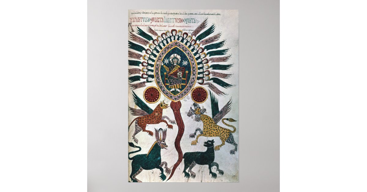 Daniel's vision of Four Beasts and God Poster | Zazzle