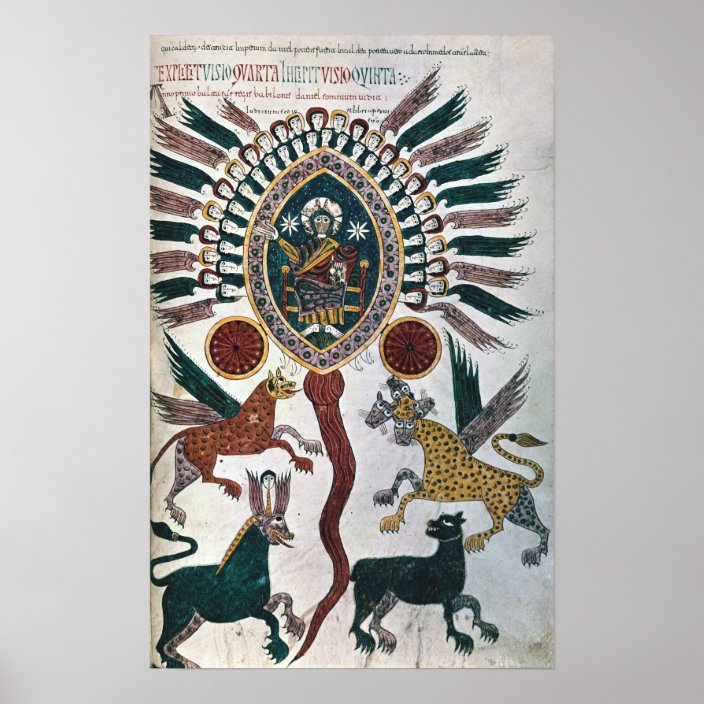 Daniel's vision of Four Beasts and God Poster | Zazzle.com