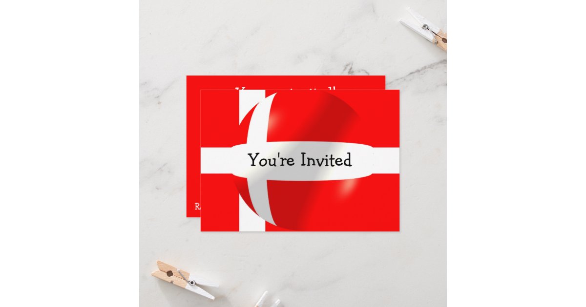 Danish Flag Any Occasion Invitation | Zazzle