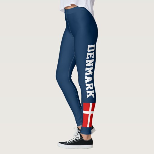 Danish flag custom dark leggings for Denmark | Zazzle