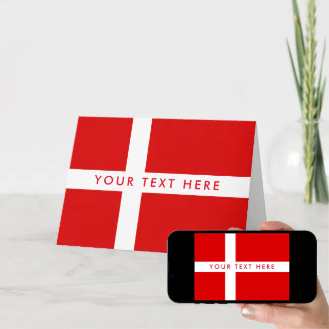 Danish flag custom greeting card for Denmark | Zazzle