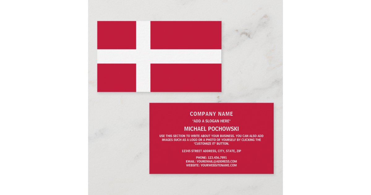Danish Flag, Flag of Denmark Business Card | Zazzle