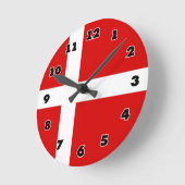 Danish flag of Denmark custom round wall clock | Zazzle
