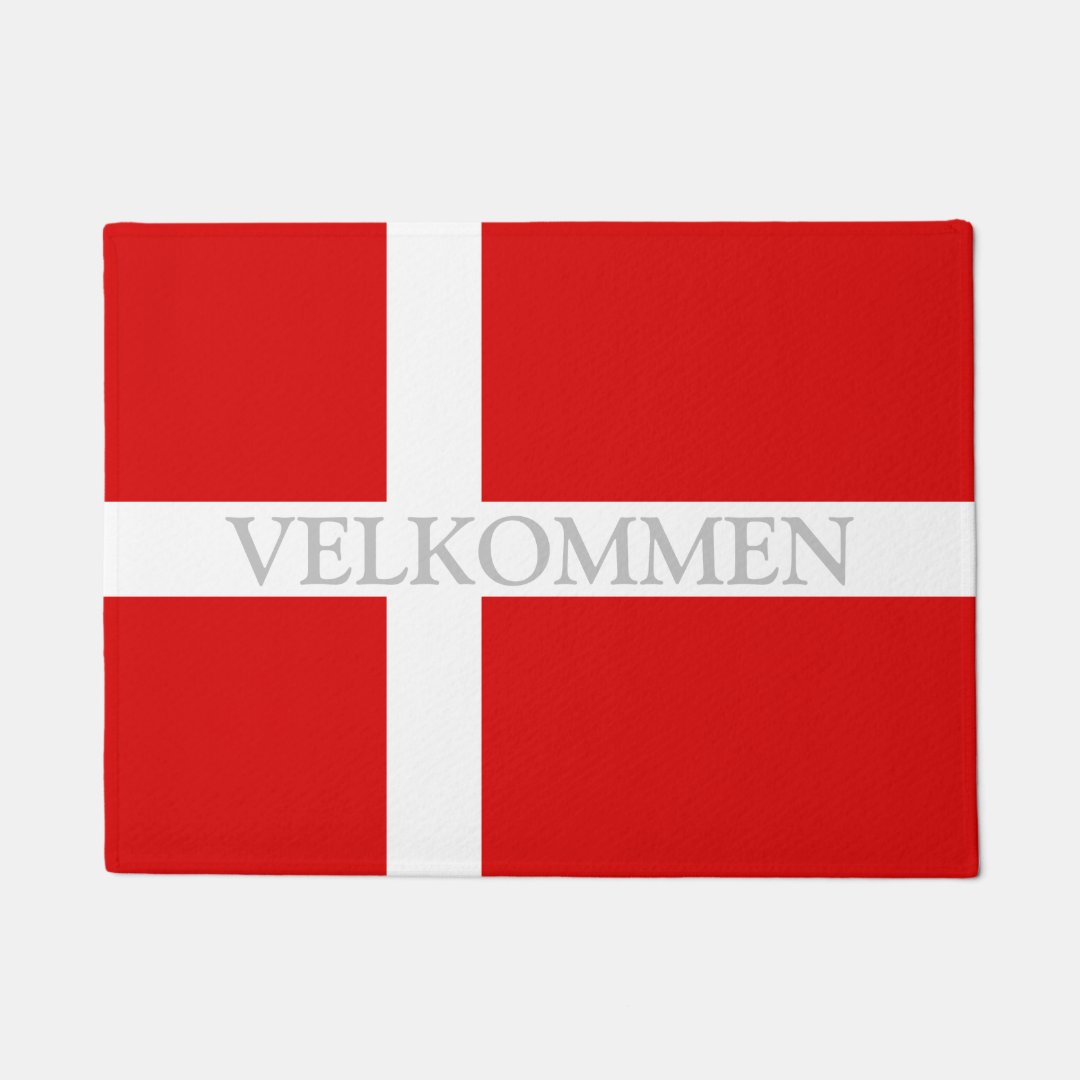 Danish flag welcome door mat - Velkommen | Zazzle