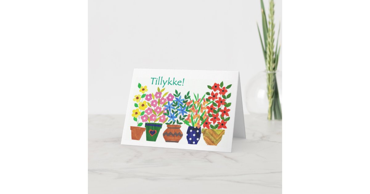 Danish 'Flower Power' Congratulations Card | Zazzle
