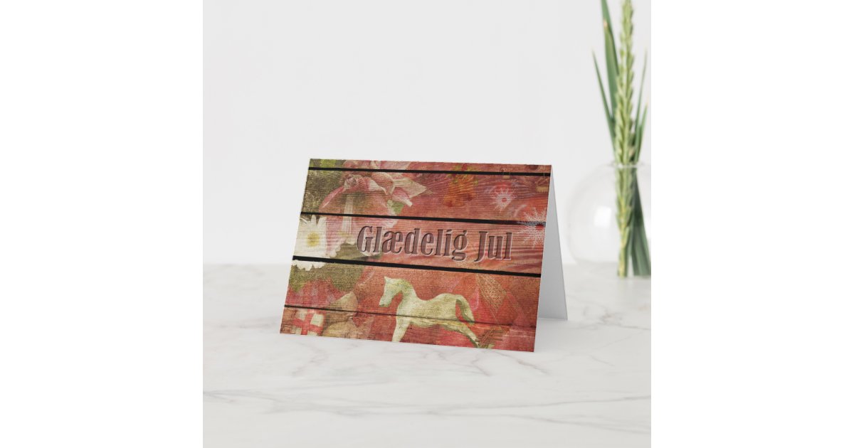 Danish Glædelig Jul on Wooden Christmas Board Holiday Card | Zazzle