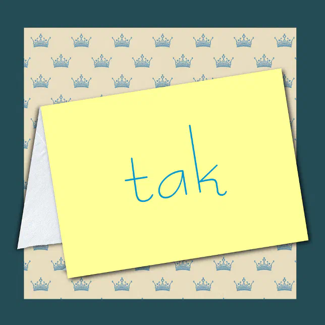Danish Thank You Note Card Tak in Yellow | Zazzle